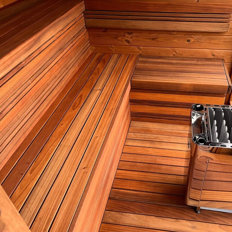 Sauna Premium Lux mit einer Dusche 220×400 cm aus Thermoholz - DreamOfWood